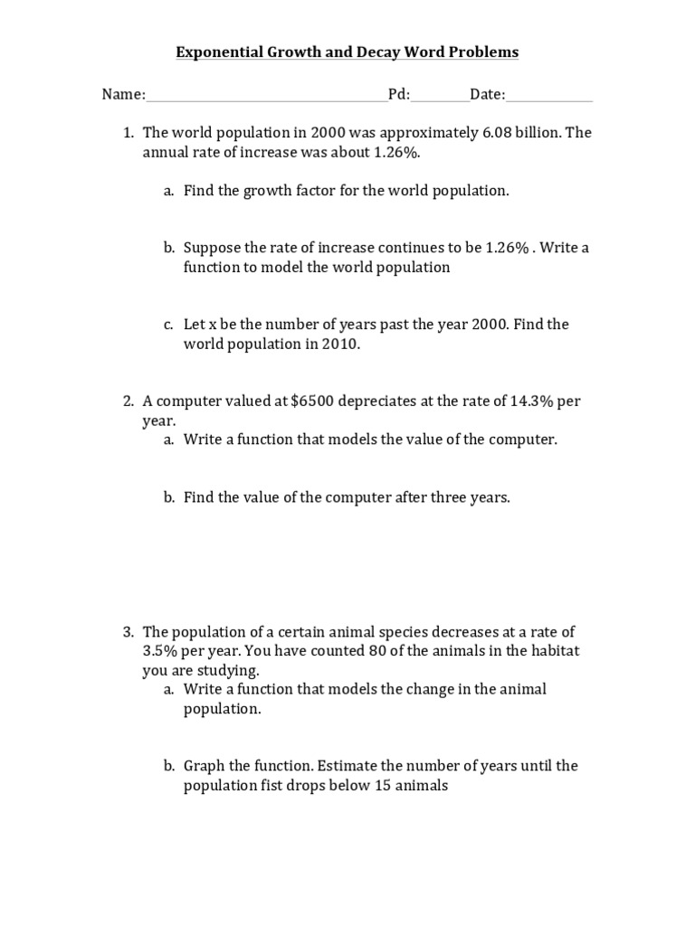 Exp Growth Decay Word Probs (2 Files Merged) | PDF | Exponential Function