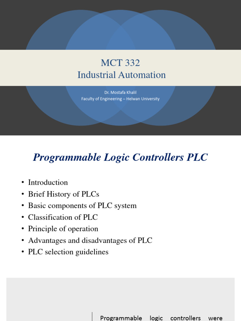 Mct 332 Industrial Automation Lec 3 Pdf Programmable Logic Controller Input Output