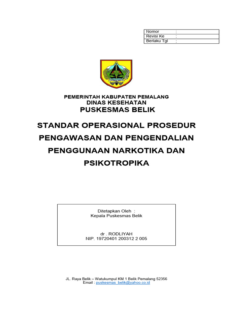 Sop Pengawasan Dan Pengendalian Penggunaan Narko Psiko | PDF