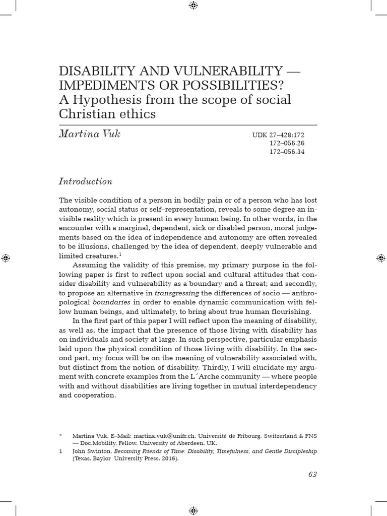 M Vuk | PDF | Disability | Autonomy