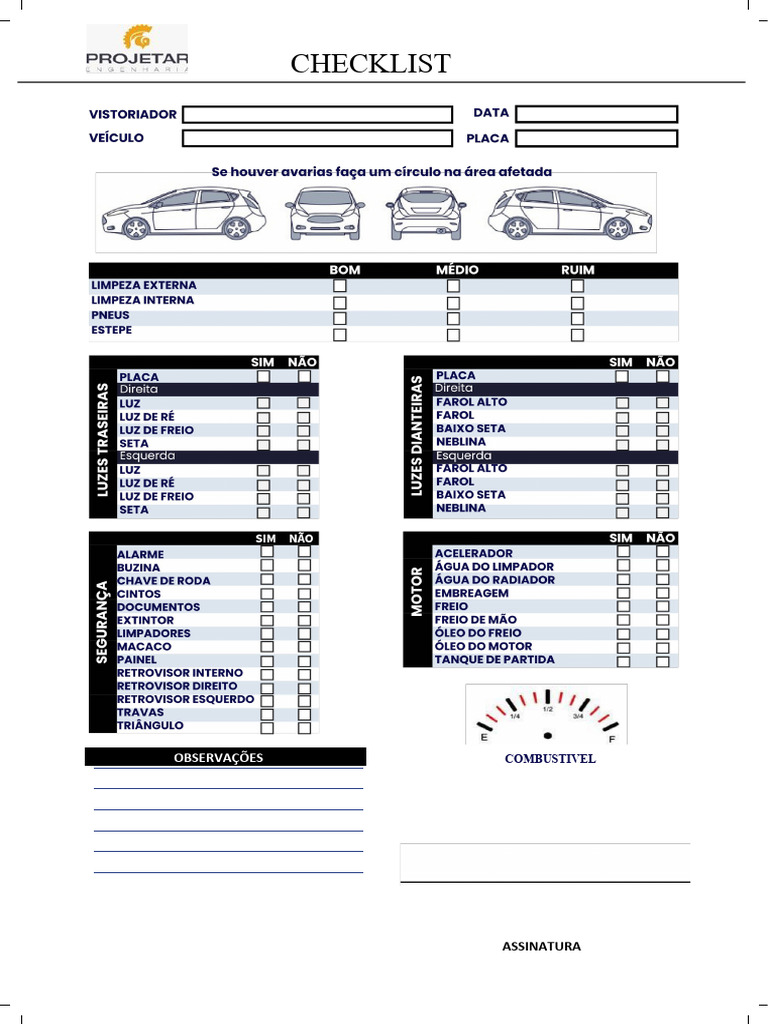 Check List - Carro Pequeno | PDF