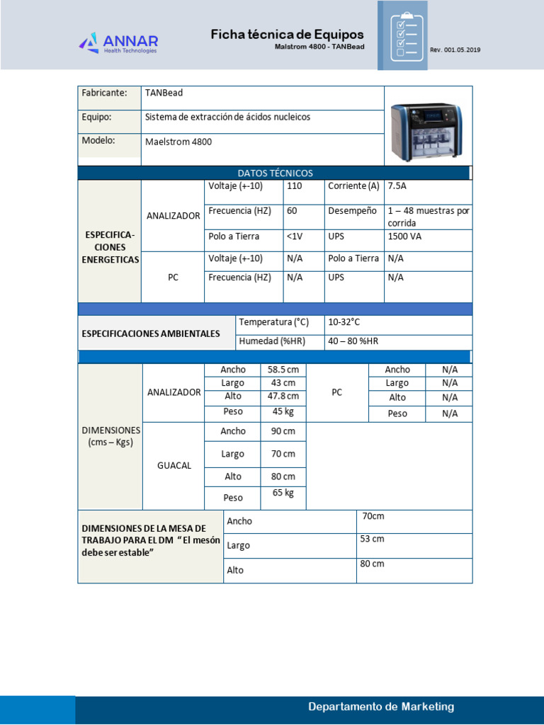 Ficha Técnica TANBead 4800 | PDF