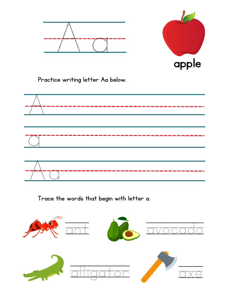 Letter A Writing Practice Guide | PDF