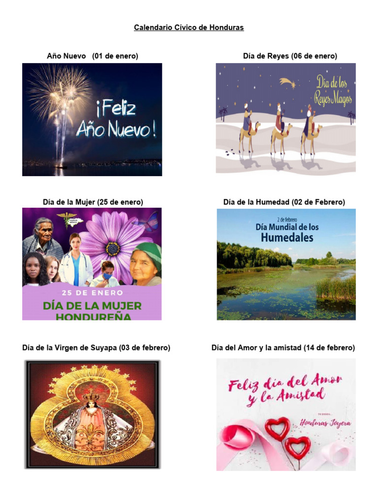 Calendario Cívico de Honduras 2025 | PDF | Ciencias sociales