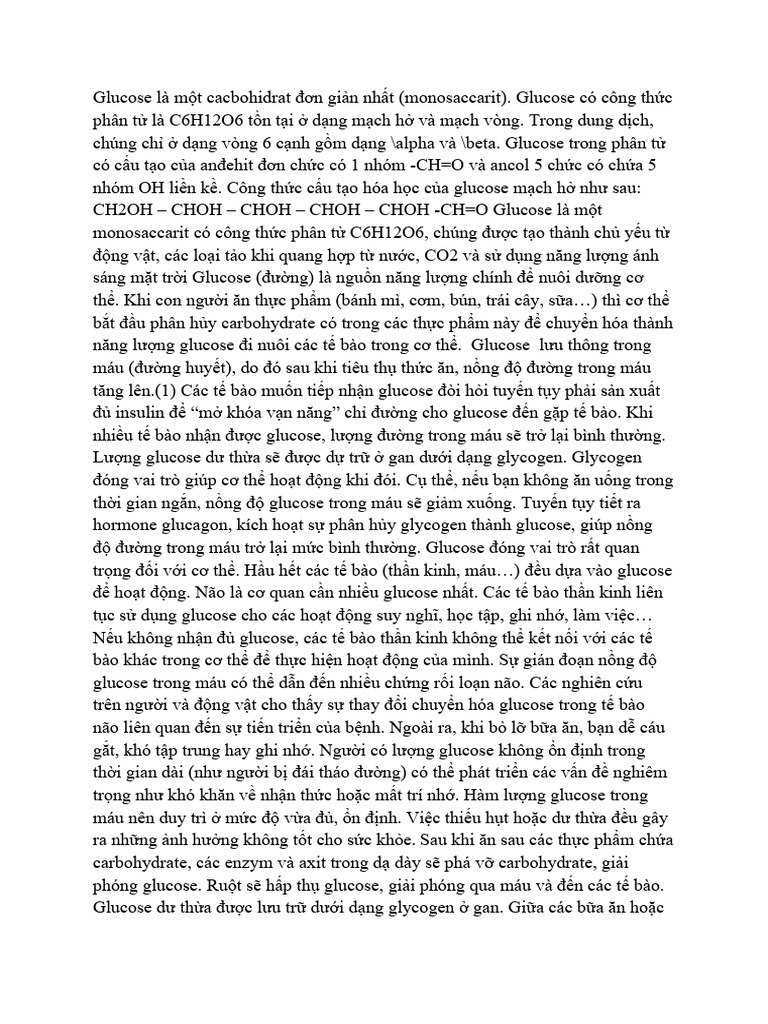 Glucose là một cacbohidrat đơn giản nhất | PDF