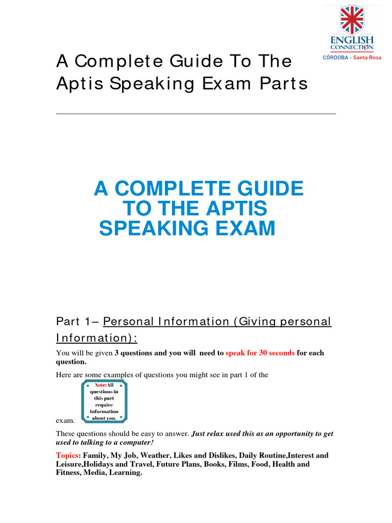 Aptis Speaking Exam Guide | PDF | Leisure | Phrase