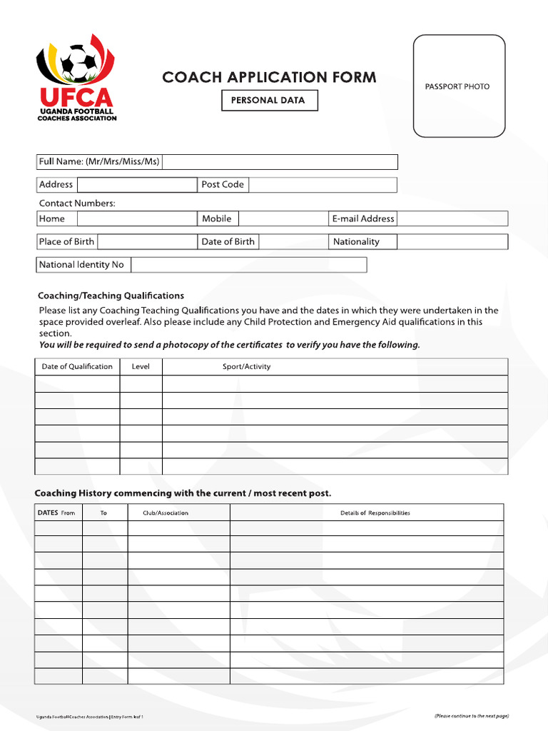 Coach Regsitration Form | PDF