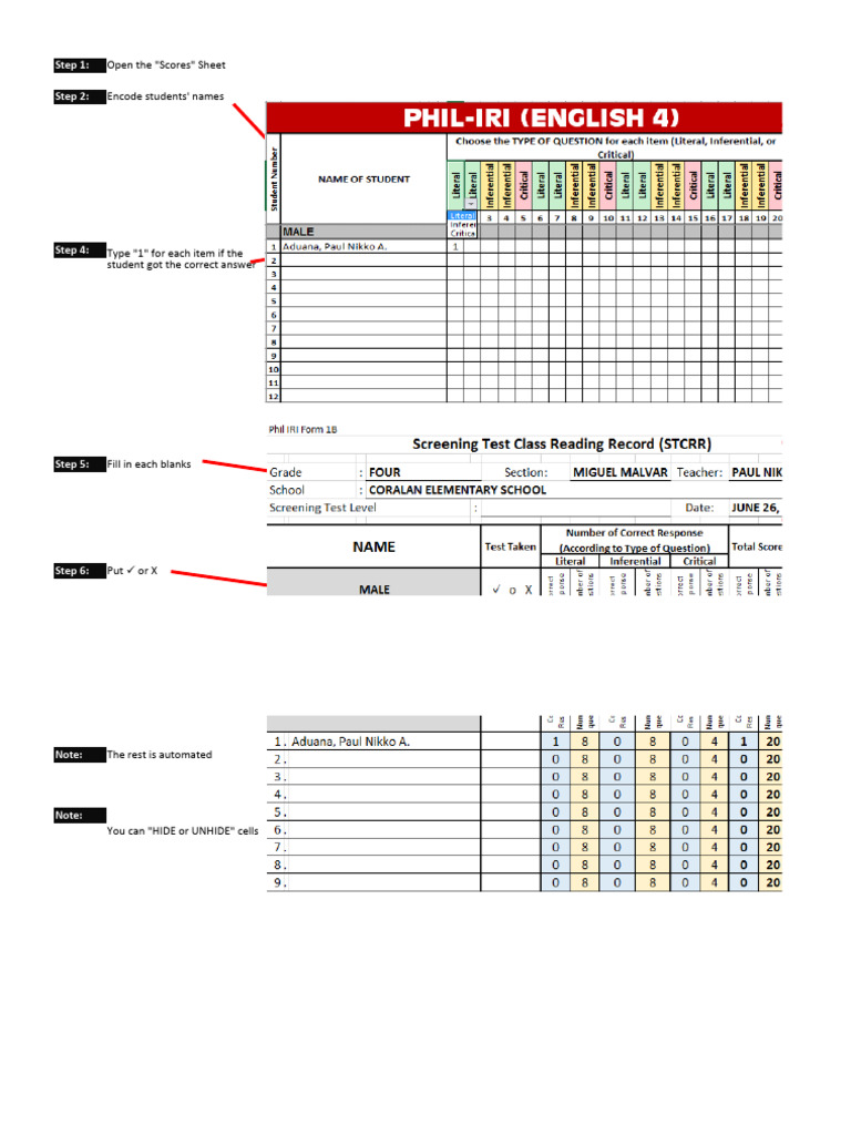 EPHESIANS Phil IRI STCRR Encoding Template | PDF