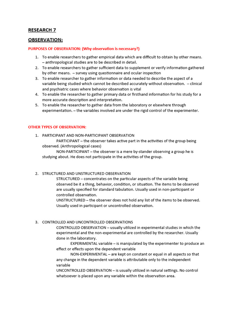 Observation Res7 w1q1 | Download Free PDF | Observation | Experiment