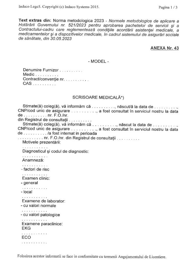 Model Scrisoare Medicala | PDF