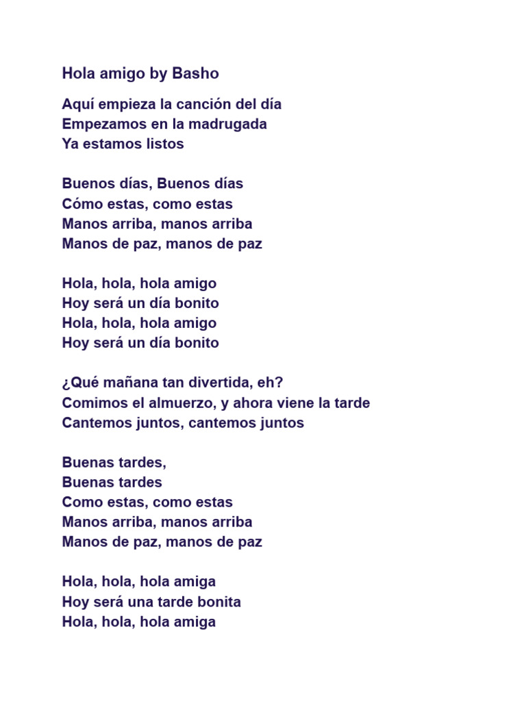 Hola Amigo by Basho | PDF
