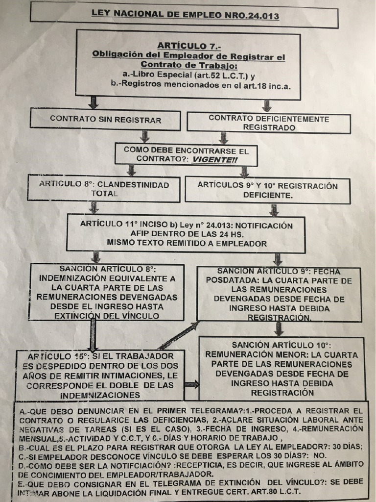 Aplicacion Ley 24013 | PDF