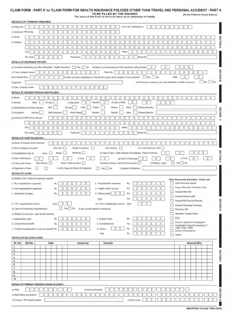Claim Form Part - A | PDF