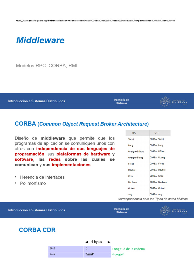 SD - 04 - Middleware RP | PDF | Arquitectura de agente de solicitud de objeto común | Java ...