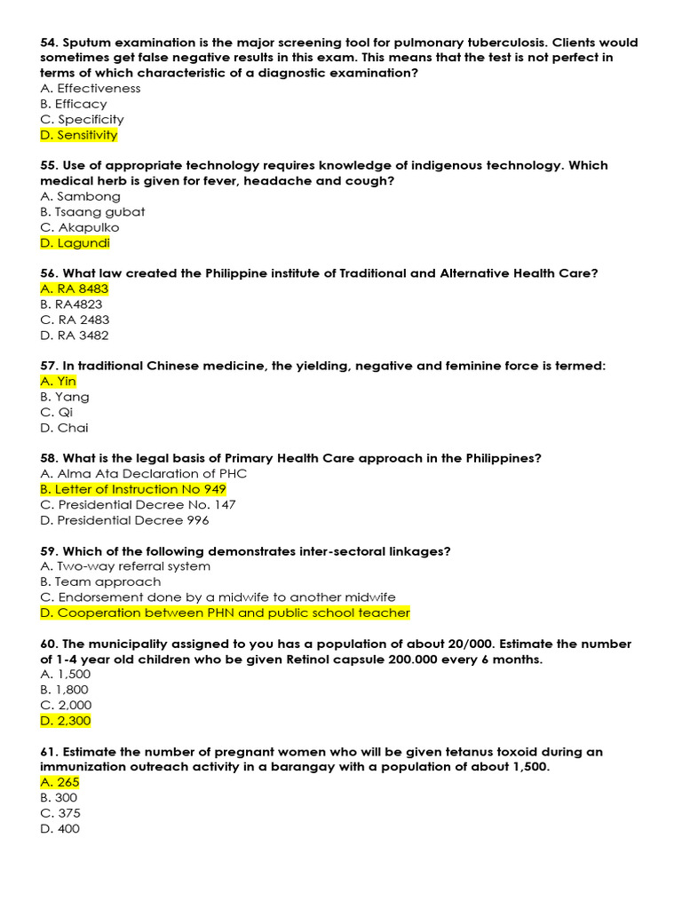 CHN Practice Exam 2 | PDF | Breastfeeding | Infant Mortality