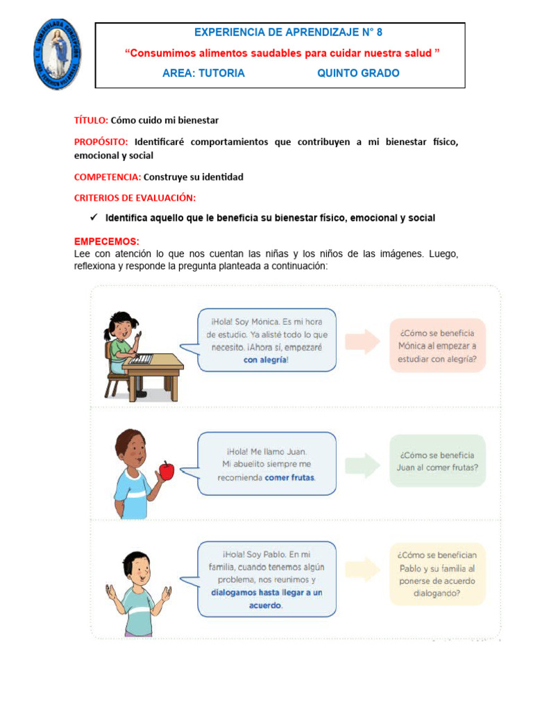 SESION DE TUTORIA Cómo Cuido Mi Bienestar | PDF | Autosuperación | Estilo de vida