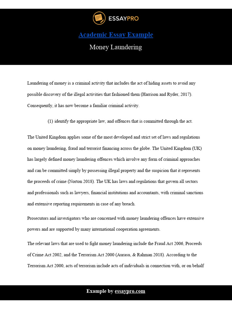 Money Laundering Academic Essay | PDF | Money Laundering | Fraud