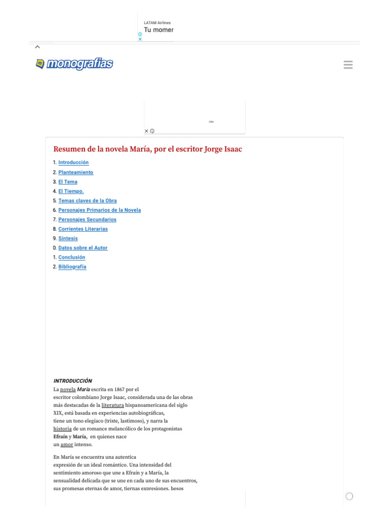 Resumen de La Novela María, Por El Escritor Jorge Isaac | PDF | Novelas ...