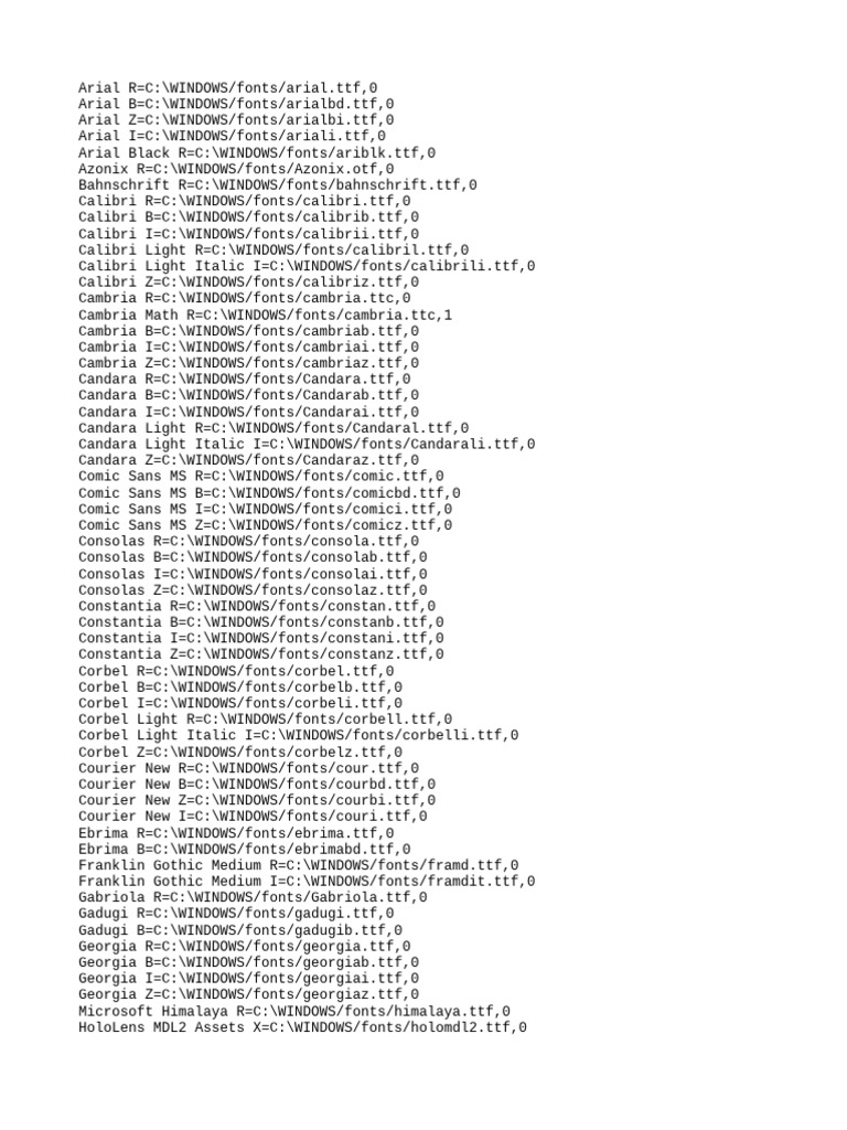 Windows Font File Paths Overview | PDF | Typography | Digital Typography