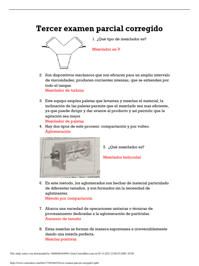 Tercer Examen Parcial Corregido 1 1 PDF | PDF | Líquidos | Sinterización