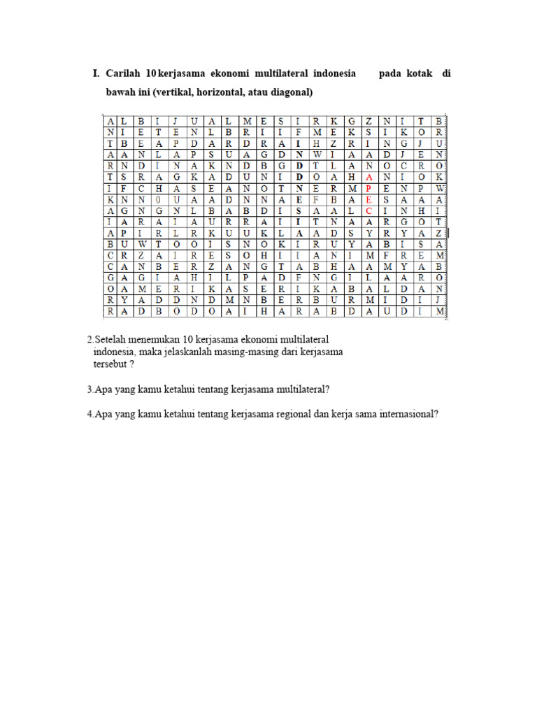 Carilah 10 Kerjasama Ekonomi Multilateral Indonesia - KEMAL PGRI 7 ...