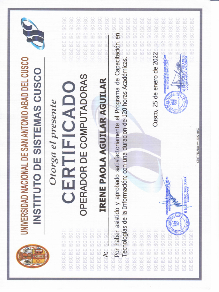 certificado de ofimática original paola (1) | PDF