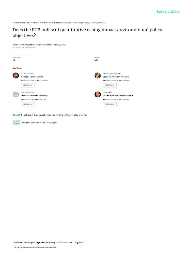 ECB's QE Impact on Environmental Policy | PDF | European Central Bank | Low Carbon Economy