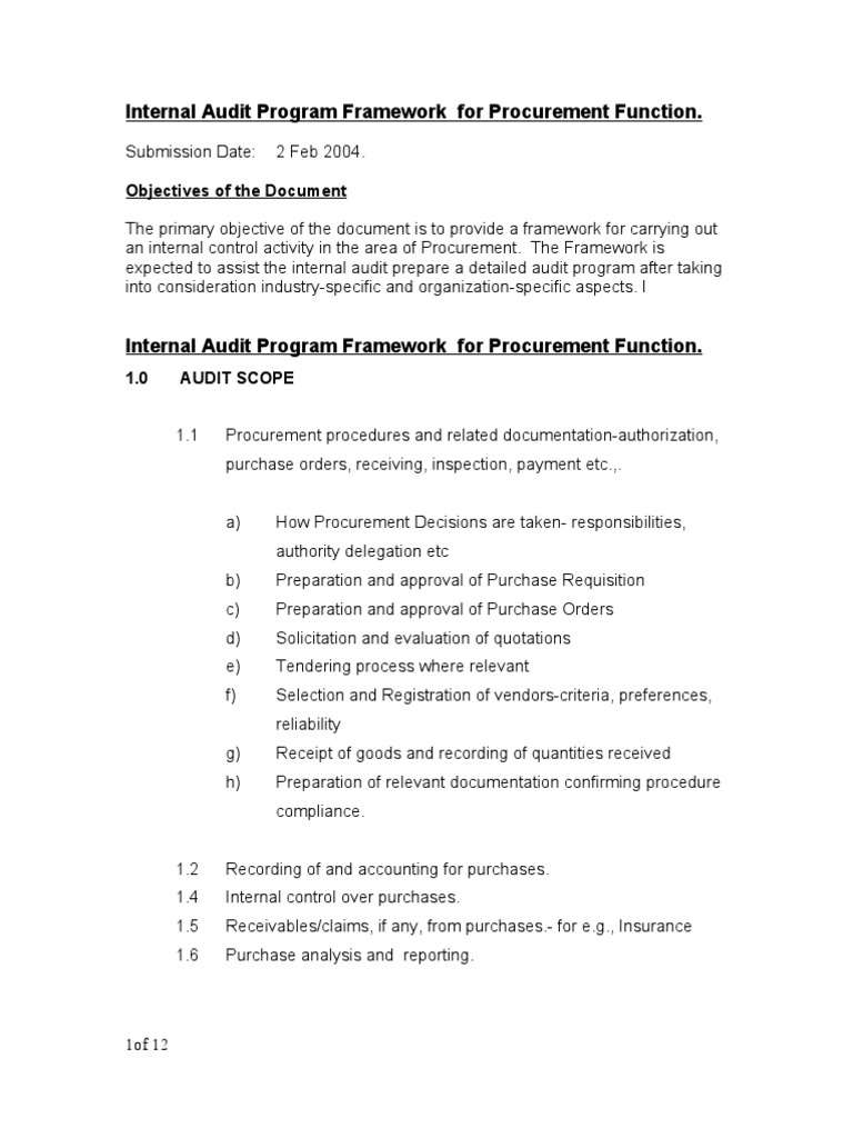 Purchasing Audit Programme | PDF | Internal Audit | Audit