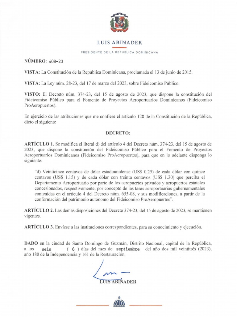 Decreto 408-23 | PDF