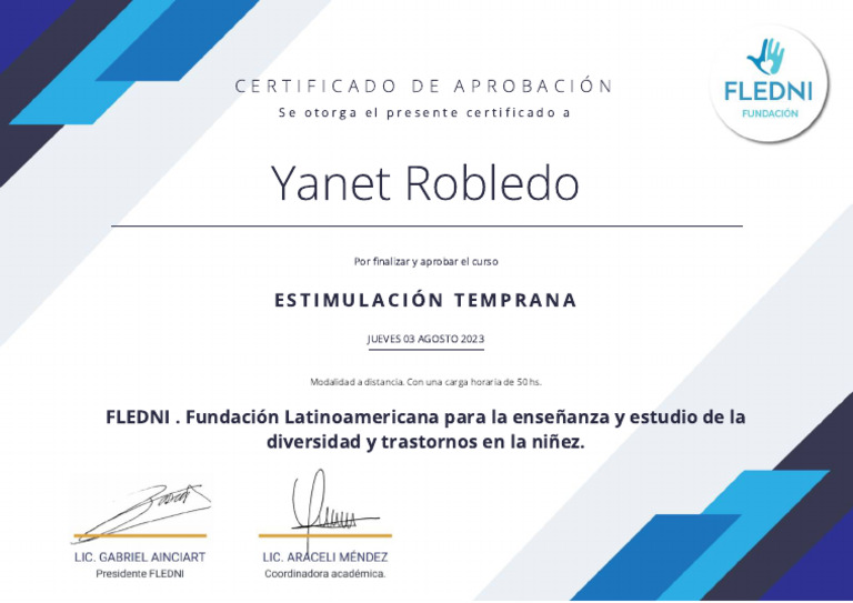 Estimulacion Temprana Certificado | PDF