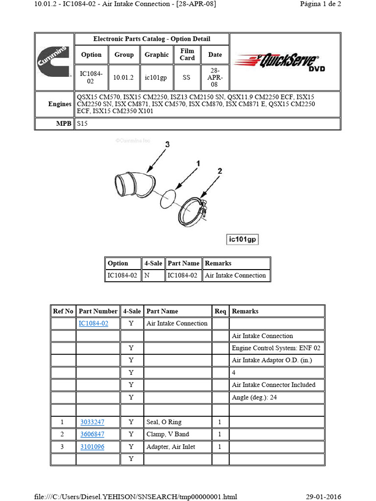 Air Intake Connection Details IC1084-02 | PDF | Science & Mathematics