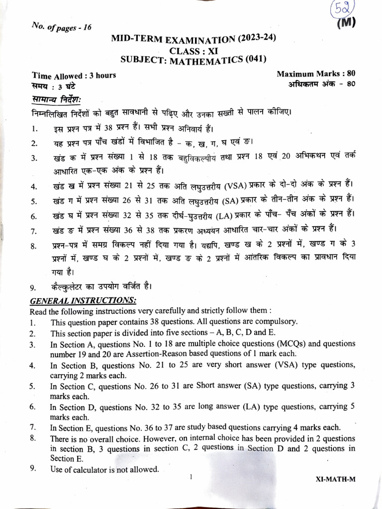 Maths Sample Paper 3 Term 1 | PDF | Multiple Choice | Computer Programming