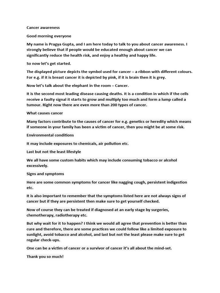 Cancer Awareness | PDF