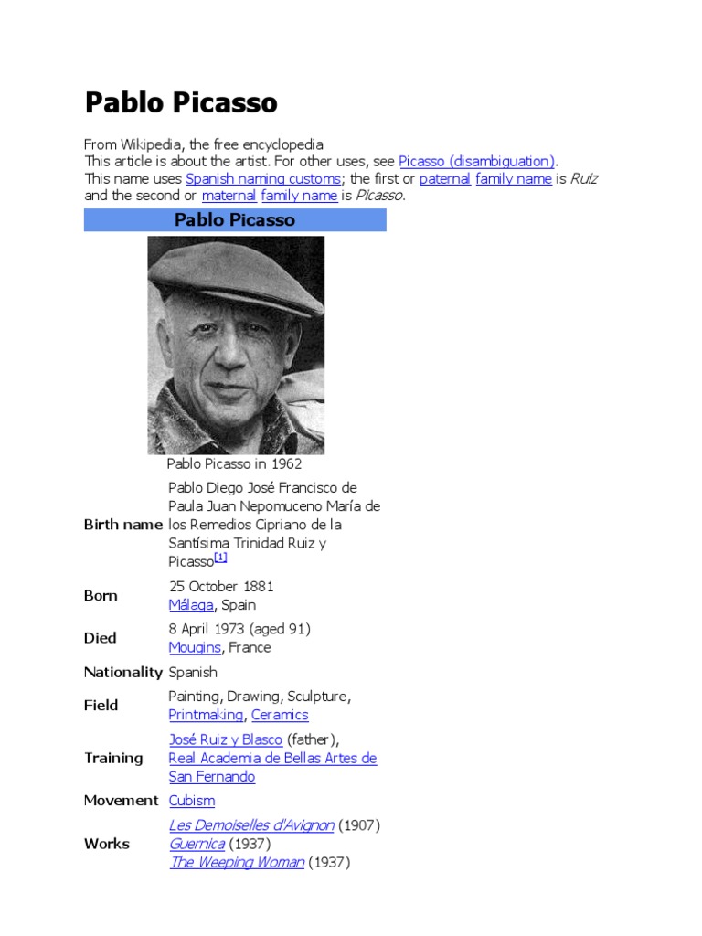 Pablo Picasso: Life and Legacy | PDF | Pablo Picasso | Paintings