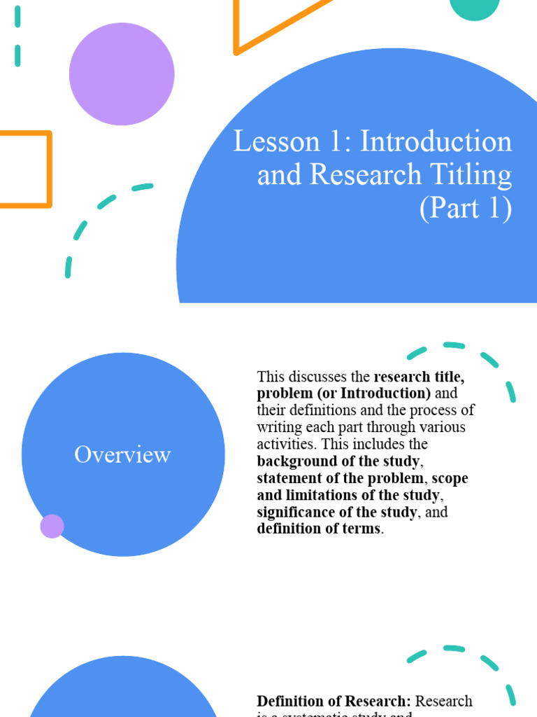 Lesson 1 Introduction and Research Titling (Part 1) | PDF | Science ...