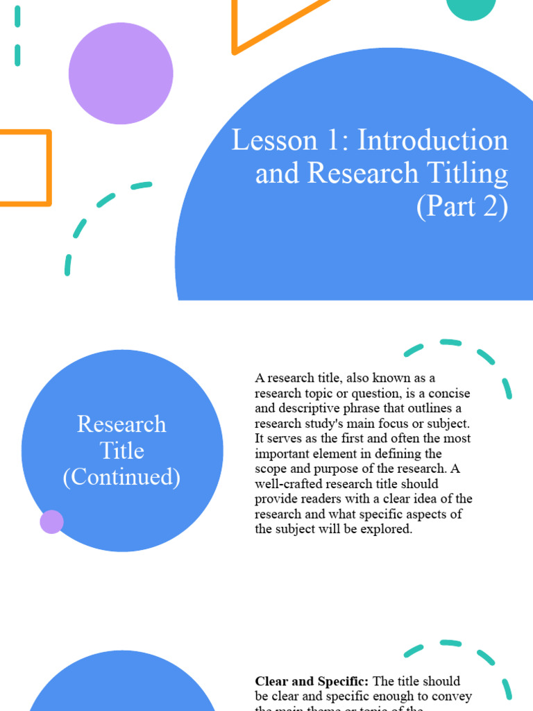 Lesson 1 Introduction and Research Titling (Part 2 | PDF | Variable (Mathematics) | Dependent ...