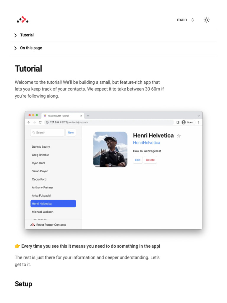 React Router Tutorial: Build a Contacts App | PDF | Web Technology | Computer Programming
