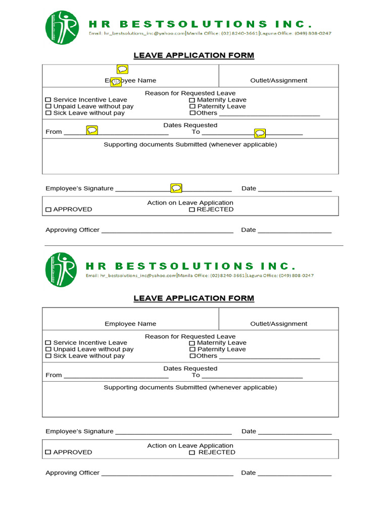 HRBS Leave Form Template | PDF