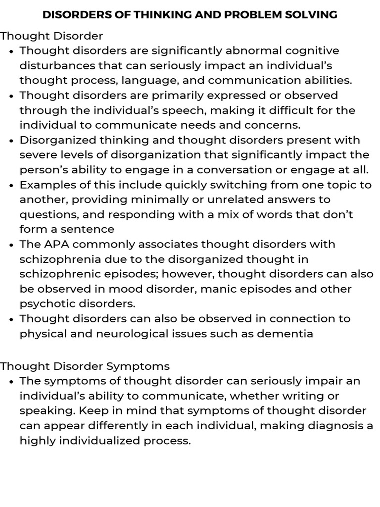 Understanding Thought Disorders | PDF | Schizophrenia | Mental Disorder