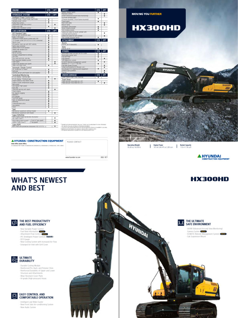 Catalogue HCE - Excavator - HX300HD | PDF | Horsepower | Engines