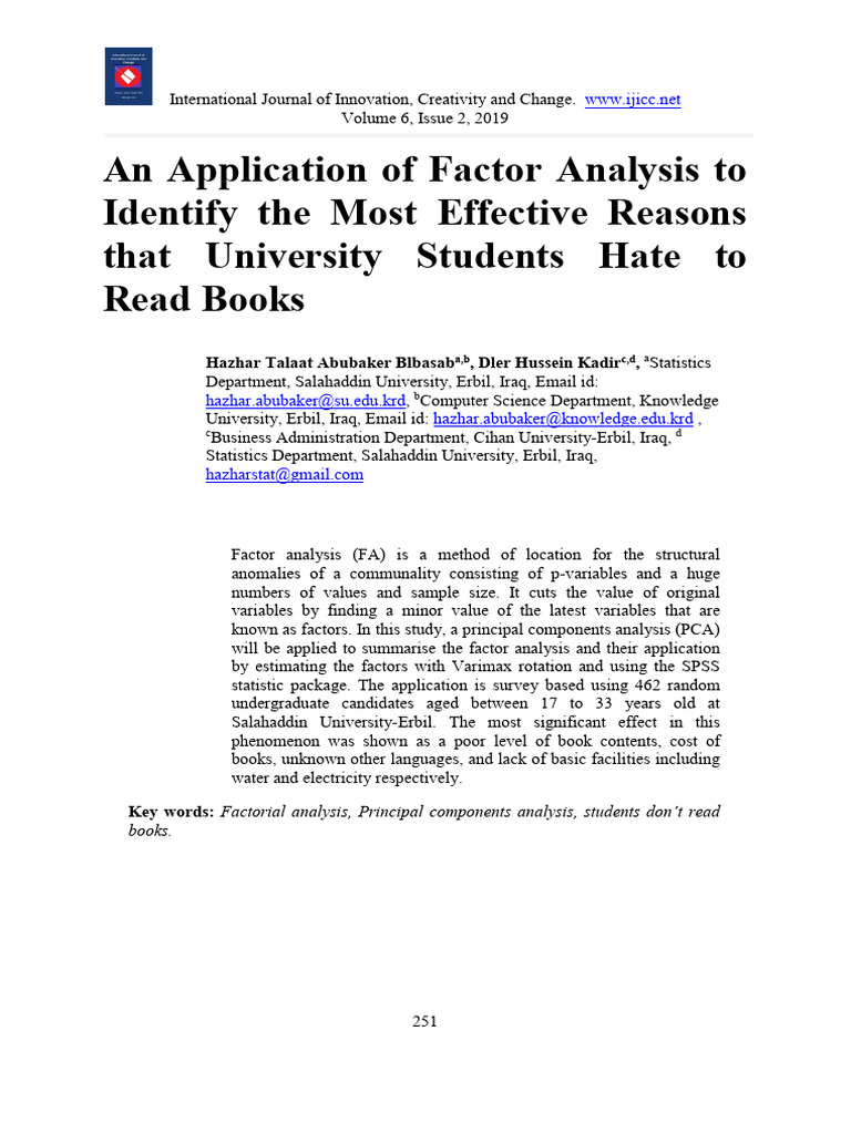 An Application of Factor Analysis To Identify The Most Effective ... An Application of Factor Analysis To Identify The Most Effective ...