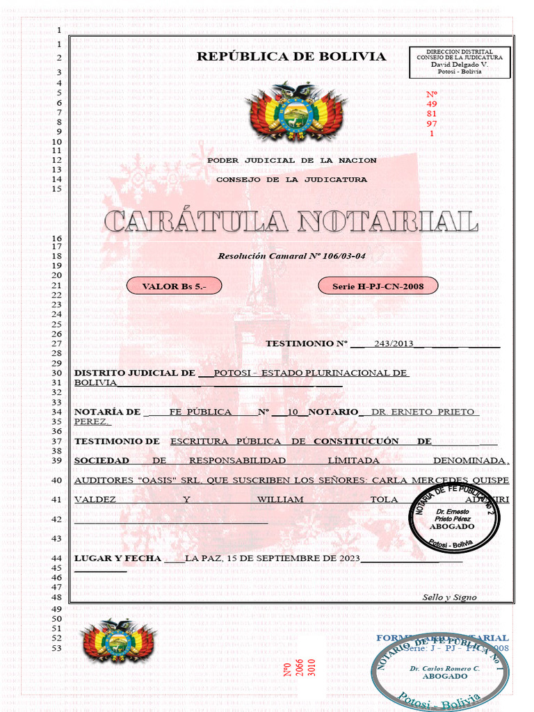 Carátula Notarial | PDF