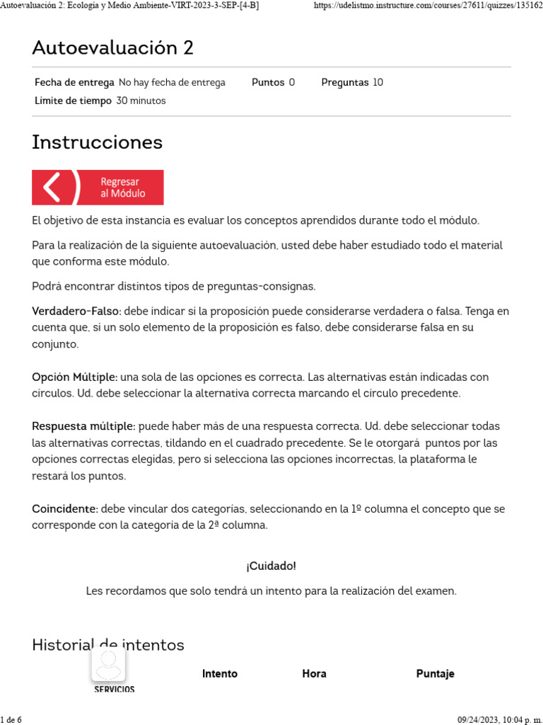Autoevaluación 2 Ecología y Medio Ambiente-VIRT-2023-3-SEP-[4-B] | PDF | Ecosistema | Geografía ...