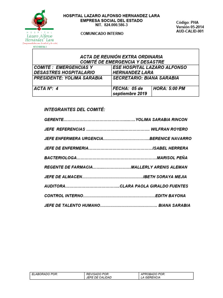 Acta 3 Comite de Desastres | PDF | Emergencia