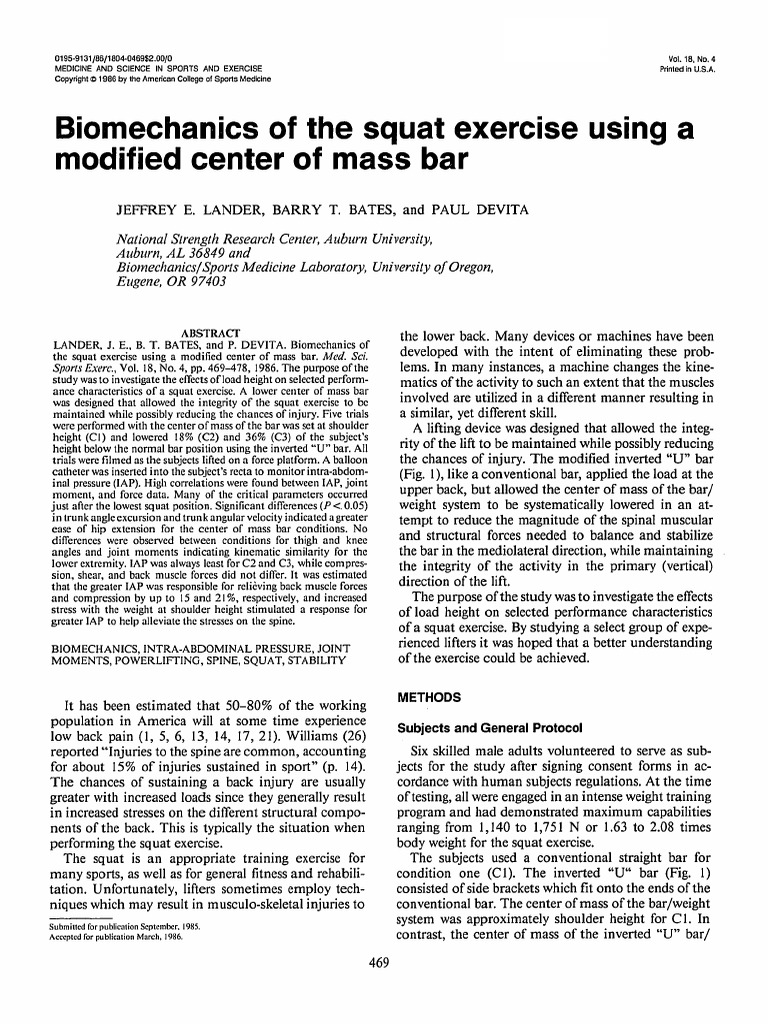 Biomechanics of The Squat Exercise Using A.17 | PDF