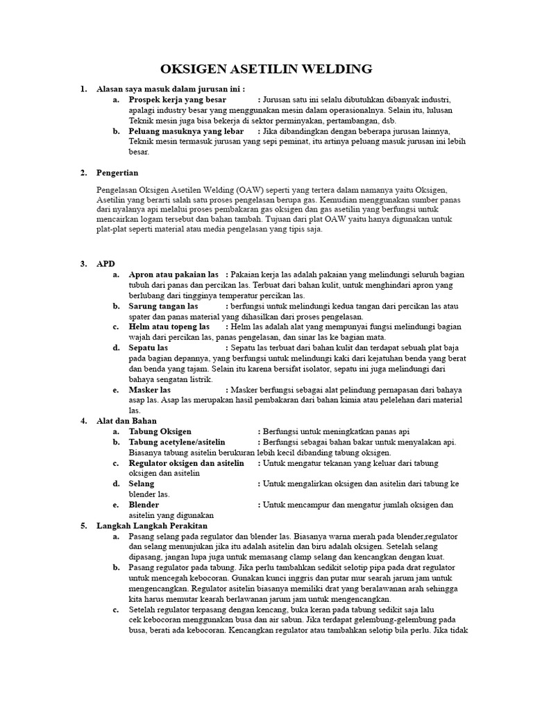 OKSIGEN ASETILIN WELDING | PDF