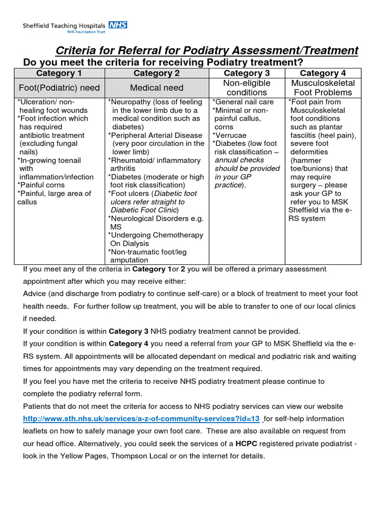 Podiatry Referral Form March 2018 | PDF | Clinical Medicine | Epidemiology