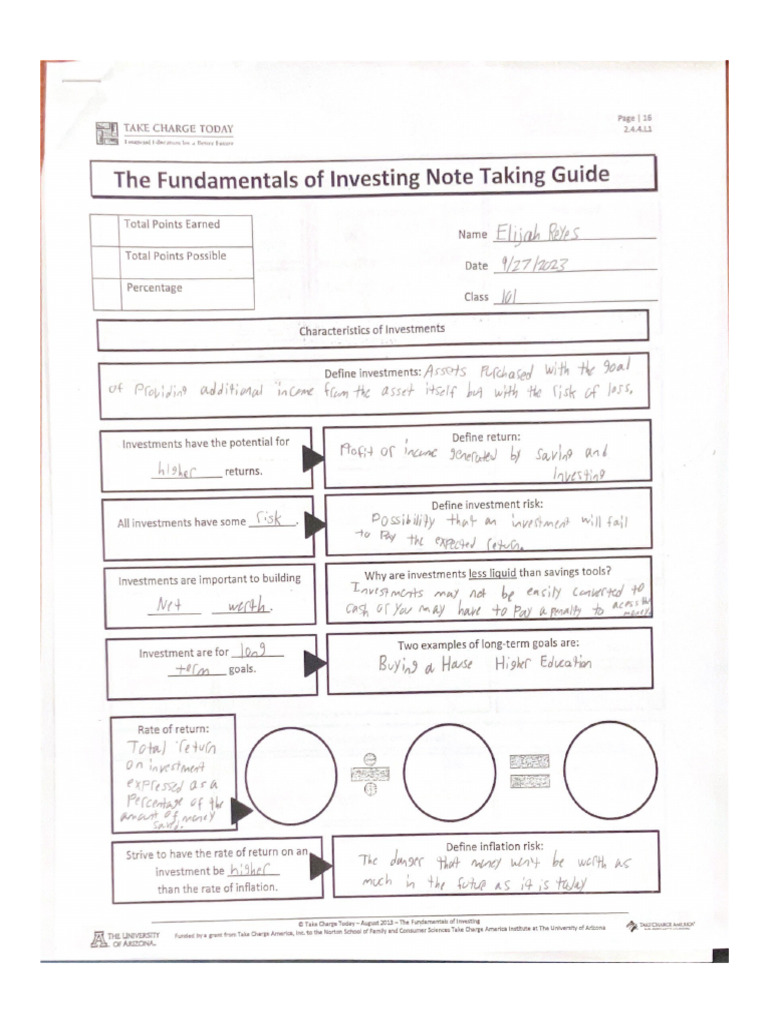 The Fundamentals of Investing Note Taking Guide | PDF