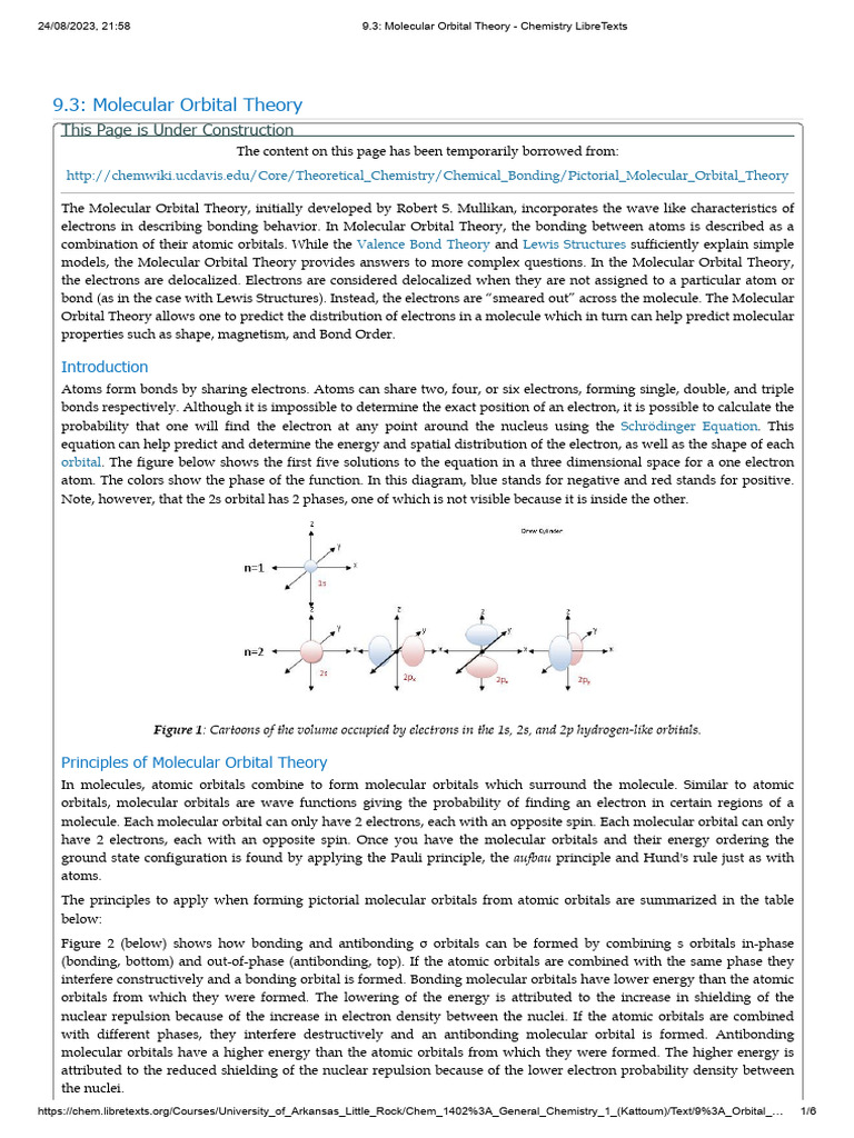 9.3 - Molecular Orbital Theory - Chemistry LibreTexts | PDF | Molecular ...