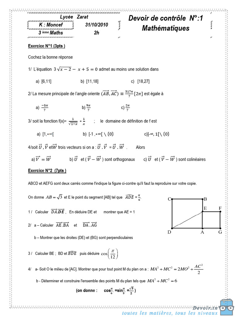 Problèmes Mathématiques et Fonctions | PDF | Triangle | Mathématiques ...